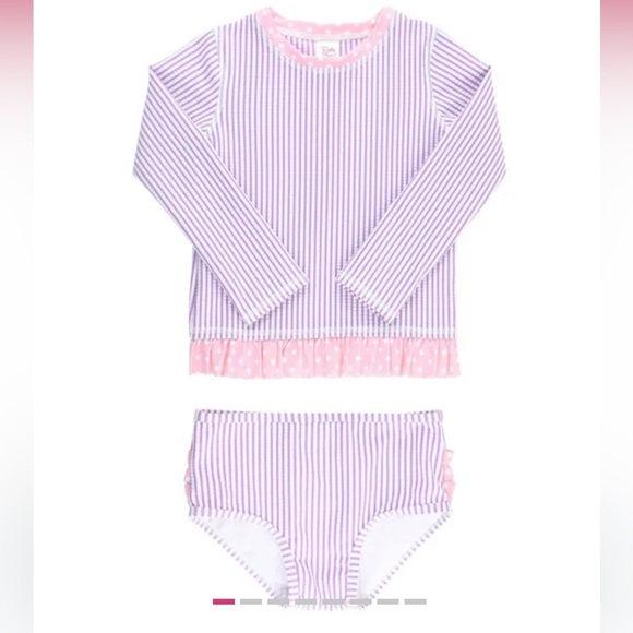 Ruffle Butts | Swim | Nwt Ruffle Butts Seersucker Long Sleeve Rash Guard Purple And Pink 5t ...